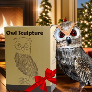 elegantfloradcor metal owl sculpture, indoor home furniture decoration art craft gift, outdoor garden lawn 3d art sculpture