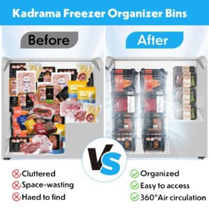 Kadrama Freezer Organizer Bins, 4 Pack Stackable Chest Freezer Organizer for 5 and 7 Cu.FT Deep Freezer Metal Wire Storage Basket with Side Handles Pantry Organization Bins, Get Food Easily