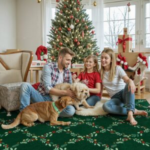 Seavish 2024 Christmas Area Rug 5x7 Area Rugs for Living Room Low Pile Soft Washable Rugs for Bedroom Aesthetic Xmas Green Diamond Floor Cover Carpet Rug for Dining Room Nursery Playroom Home Office