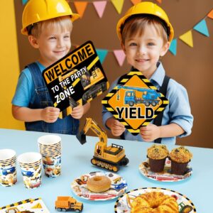 WERNNSAl Construction Truck Party Decorations - 12PCS Construction Truck Party Zone Signs Posters for Kids Construction Truck Theme Birthday Party Supplies Construction Truck Wall Art Decor for Home Garden Yard Decorations