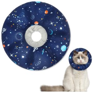 supet inflatable cat cone collar soft to stop licking, adjustable cat recovery e collar after surgery, cat donut collar for small medium large cats kitten pet