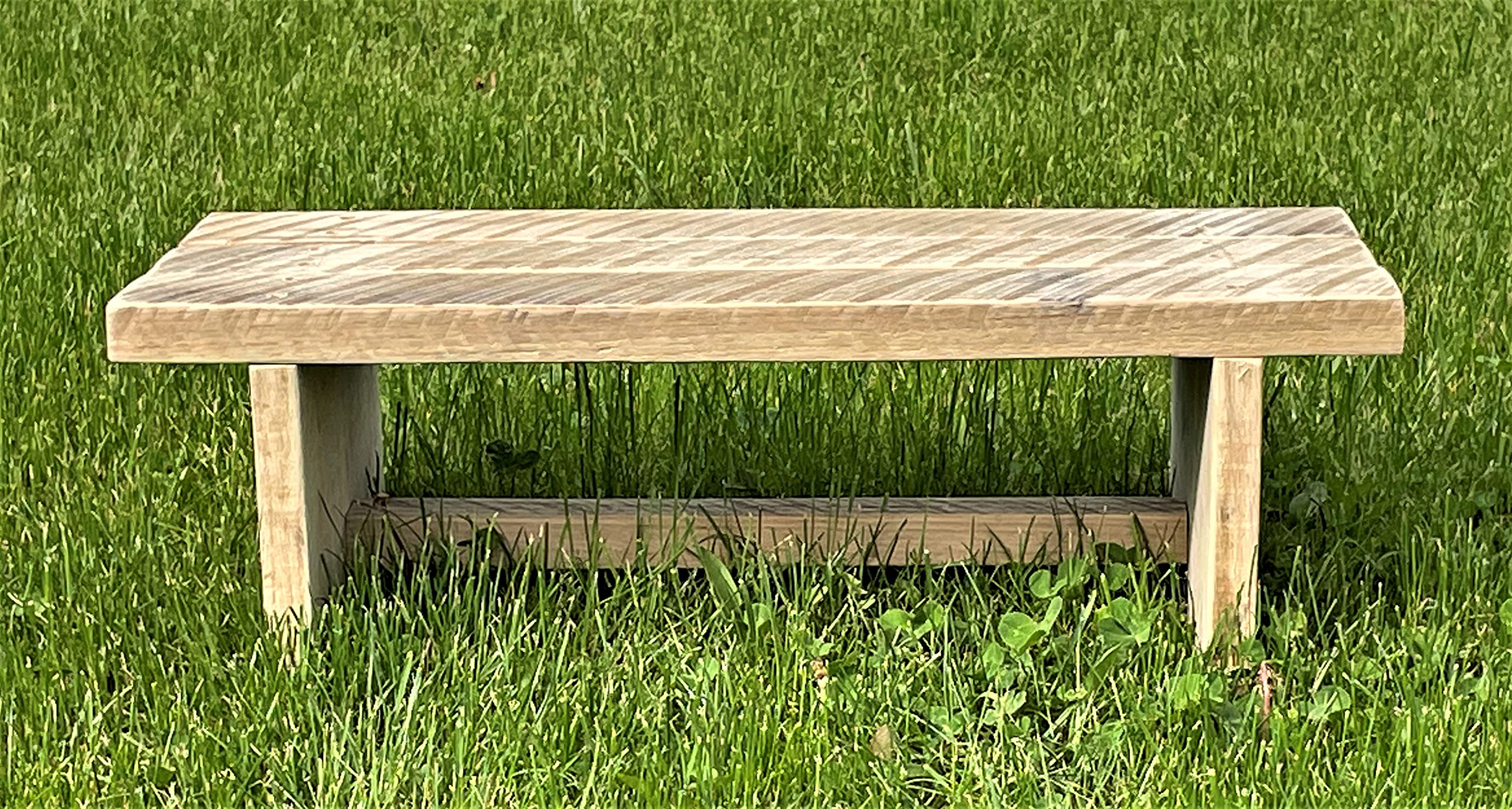 Classic Amish Reclaimed Wood Step Sitting Stool Footstool Deck Patio Door Platform, Indoor Outdoor. Natural, Rustic, Heavy Duty, Versatile. Handmade in USA. 24 x 11 x 8”.