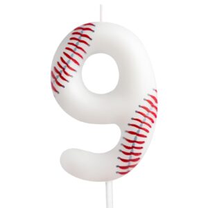 zhihui birthday candle, baseball birthday number candles, baseball themed candle cake topper for boys girls kids birthday cake topper reunions theme party supplies (number 9)