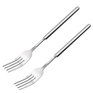 2pcs extendable fork stainless steel retractable fork telescopic fork extending fork 63 cm long fork retractable extendable dinner fruit dessert fork barbecue toasting dinner 8.7~24.8 inch