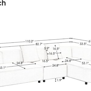 Minimalism Industrial Style Modular Sectional Sofa 4-5 Seaters Convertible L-Shaped Sofa Couch,Modern Couch Sofa for Living Room Office (Beige)