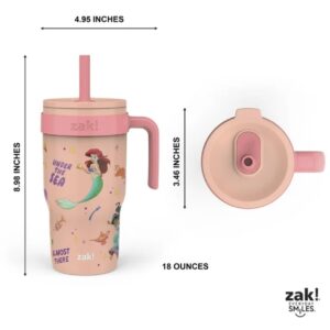 Zak Designs Disney Princess Cruiser Tumbler with Handle, Leak-Proof Straw, Stainless Steel, Vacuum Insulated, 18 oz.