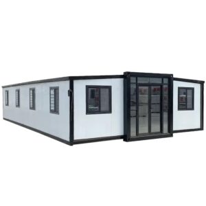 generic 20ft expandable folding mobile tiny home, 2 bedroom 1 bathroom living room kitchen, prefab house, container homes, prefabricated tiny homes, white/grey