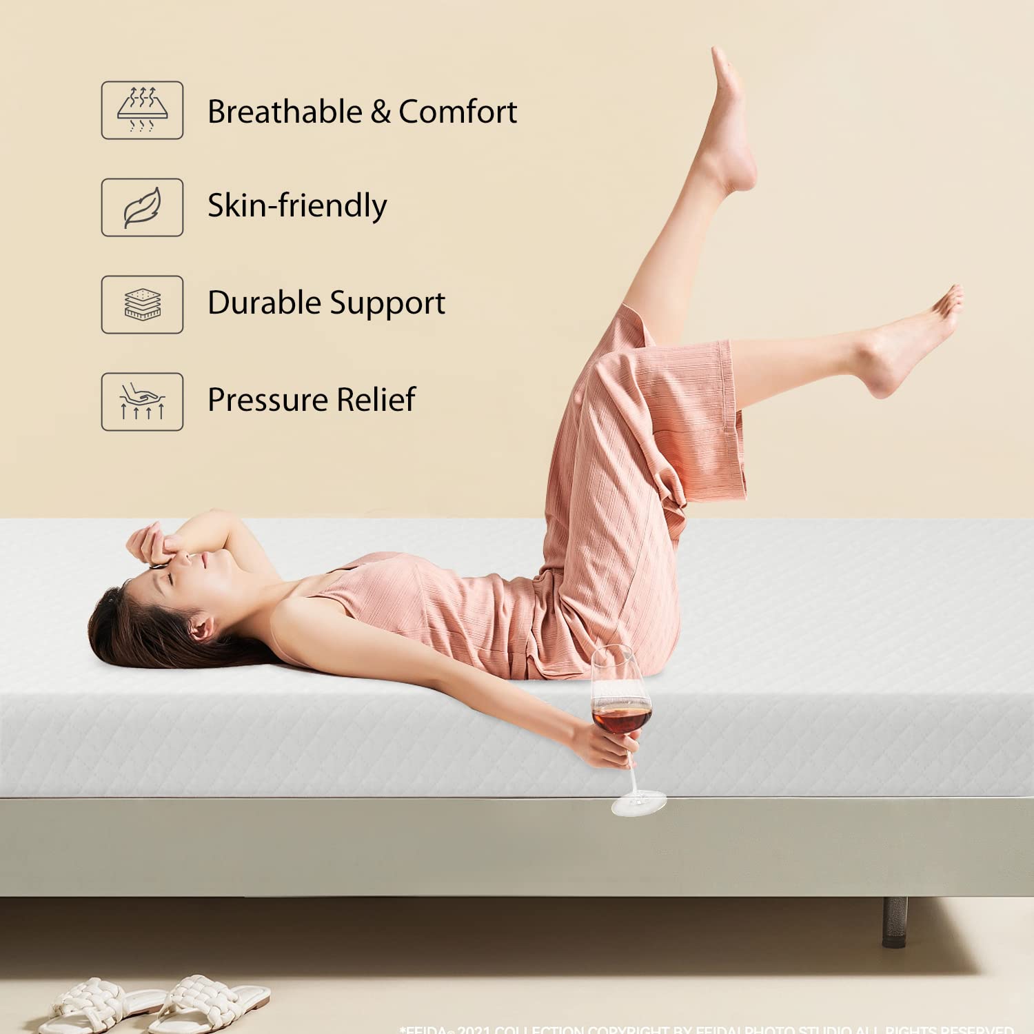 XXkseh Twin Mattress, 5 inch Medium Firm Feel Gel Memory Foam Mattress with CertiPUR-US Certified Twin Size Mattresses for Cool Sleep & Pressure Relief（White）