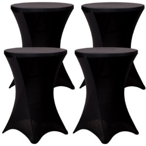 fixwal 4 pack spandex cocktail table covers, 32x43 inch black fitted stretch highboy round cover table cloth for party, bar, pub, wedding, banquet