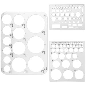 3pcs circle stencils for drawing, 3 sizes round circle templates for crafts transparent circle drawing tool geometric circle ruler for drafting circle tracers for office building formwork