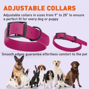 Dogline Biothane Waterproof Dog Collar Strong Coated Nylon Webbing with Black Hardware Odor- Proof for Easy Care Easy to Clean High Performance Fits Small Medium or Large Dogs, Magenta Pink