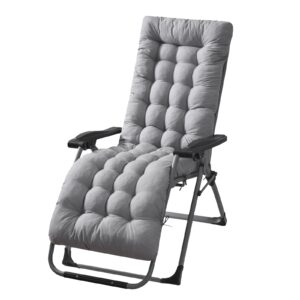 kocaso 67x22in chaise lounger cushion bench patio recliner rocking chair sofa mat deck chair cushion indoor outdoor furniture pat with 6 ties & 1 non-slip top cover, grey (only a cushion)