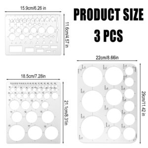 3pcs Circle Stencils for Drawing, 3 Sizes Round Circle Templates for Crafts Transparent Circle Drawing Tool Geometric Circle Ruler for Drafting Circle Tracers for Office Building Formwork