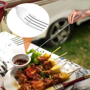 2Pcs Extendable Fork Stainless Steel Retractable Fork Telescopic Fork Extending Fork 63 Cm Long Fork Retractable Extendable Dinner Fruit Dessert Fork Barbecue Toasting Dinner 8.7~24.8 Inch