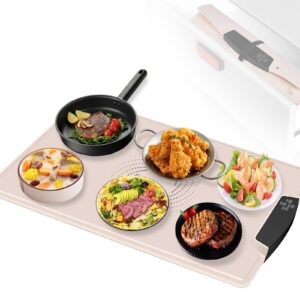 Electric Food Warming Mat with 9 Adjustable Temperature, Silicone Food Warming Tray for Buffet, Food Warmer for Countertop With Child-Lock & Auto Shut-Off, Food Heating Mat for Parties, Everyday