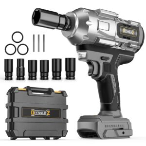 cordless impact wrench 1/2 inch for dewalt 20v battery, 900ft-lbs(1200n.m) brushless electric impact gun for car home, high torque power impact driver with 6pcs sockets & storage case (no battery)