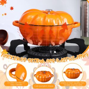 Pickmesh 2 qt Pumpkin Cocotte Pumpkin Cast Iron Dutch Oven Pre-seasoned Cast Iron Garlic Roaster Heat Resistant Pumpkin Pot for Thanksgiving Grill,Oven Backyard 6.3'L x 5'W x 2.6'H(Orange)