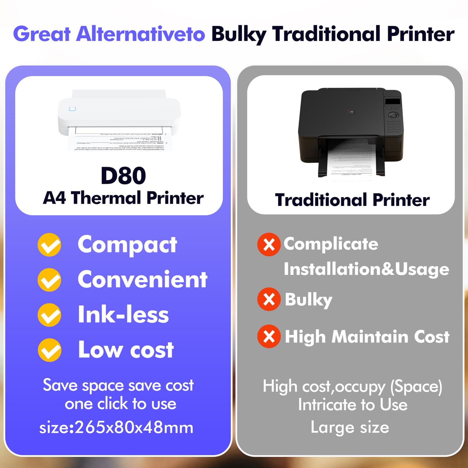 A4 Portable Thermal Transfer Printer Wireless Tattoo Transfer Printer Use with Mobile /Lap 56mm/77mm/107mm/210mm/216mm(2in/3in/4in/8in/8.5in) US Letter A5 Paper Size for Office School Compatible