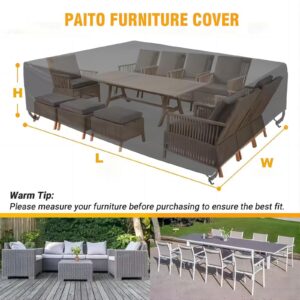 Patio Furniture Set Covers Waterproof, 63x39x16inch/LxWxH Heavy Duty Outdoor Furniture Cover Waterproof, Garden Dining Table Chair Set Cover Outside Rectangular Outdoor Couch Cover