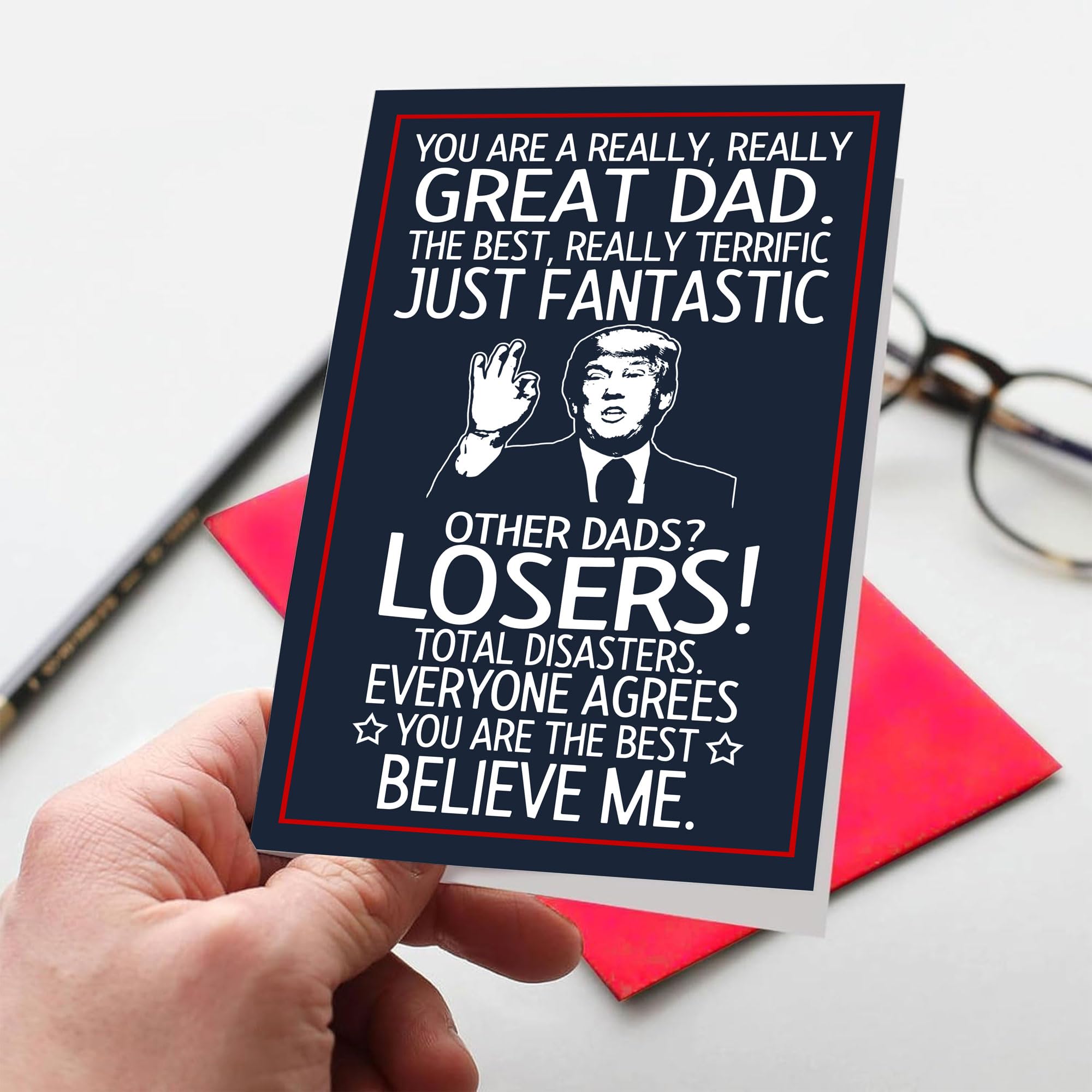 BETHEGIFT Funny Card for Dad from Daughter, Son, Kids - Dad Birthday Card - Christmas Gifts for Dad Card - Dad Christmas Gifts - Fathers Day Card for Dad - Humorous Dad Greeting Cards