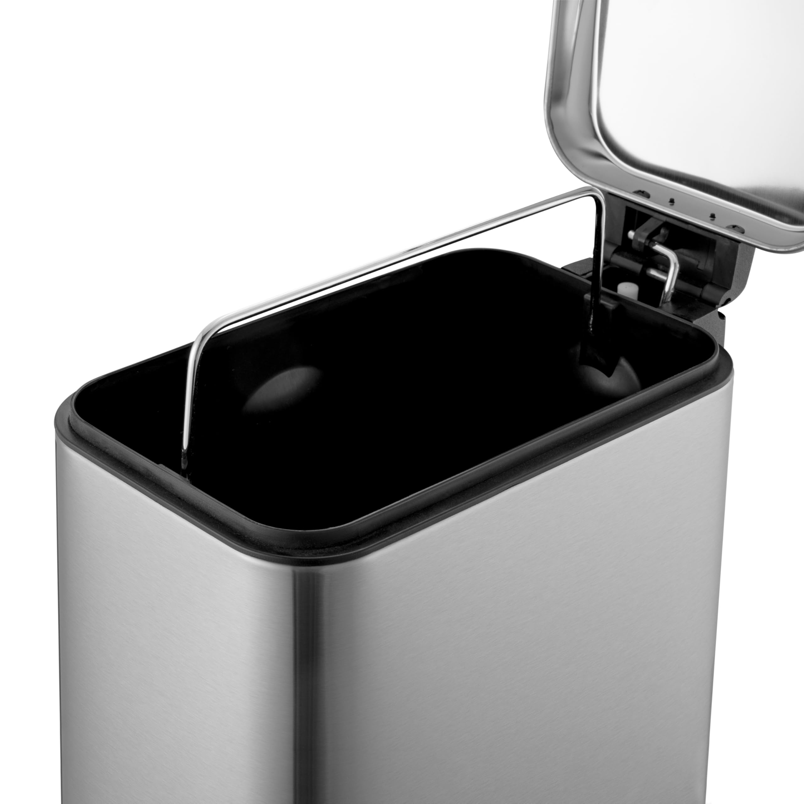 QUALIAZERO 5L / 1.3 Gallon Stainless Steel Step-On Bathroom Trash Can, Slim Shape, Pack of 2, Starter Set (Stainless Steel)