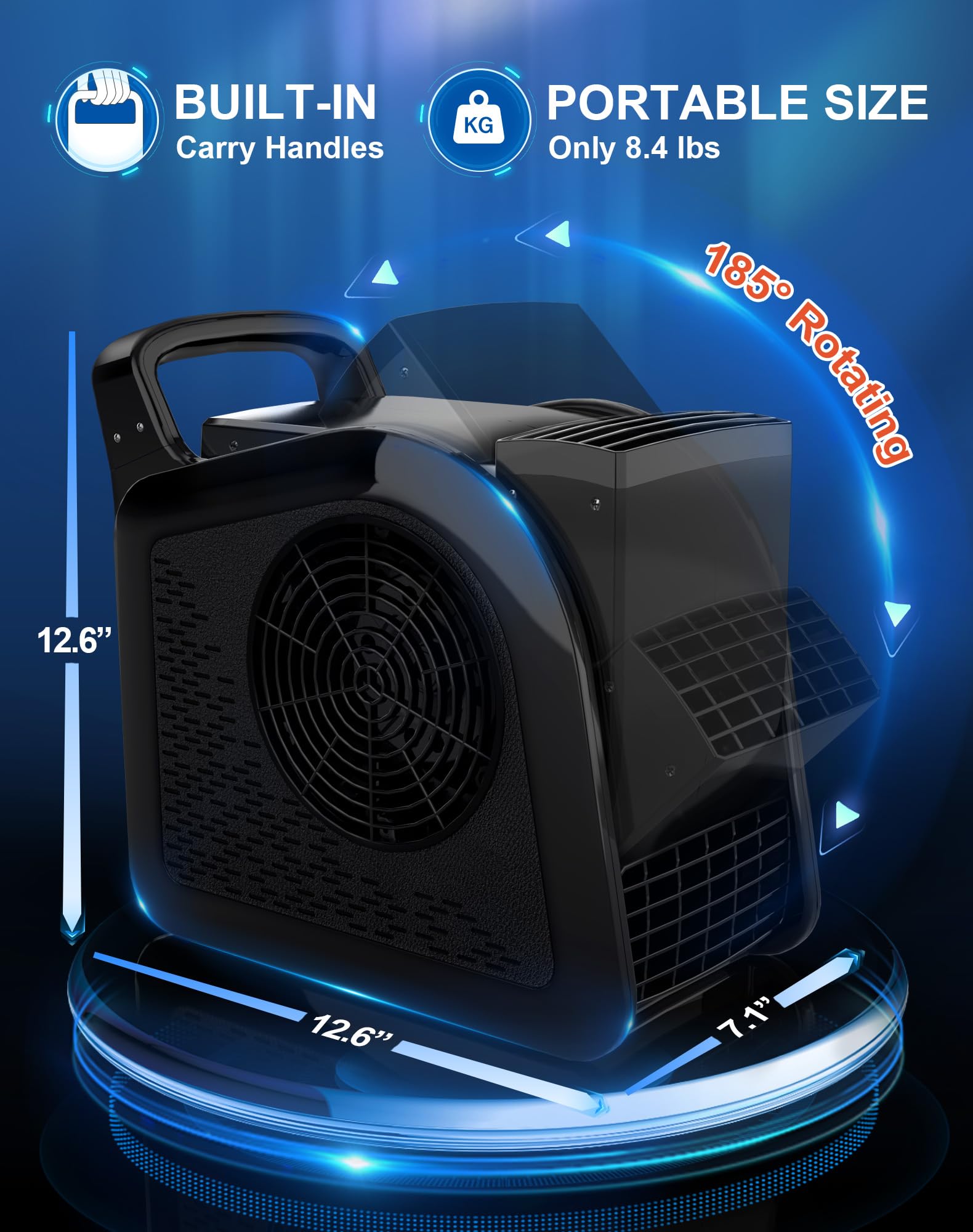 LZLXXLZL Air Mover Blower Fan - High Velocity Utility Fan for Drying, Cooling, Ventilating and Exhausting, Pivoting Floor Fans with 3 Speeds for Home Use and Job Site, 2 Outlets, 355CFM, Black