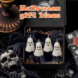 JYNTERPLAY 12 Pcs Ghost Candles Halloween Thanksgiving Decoration Cute Fun Face Spooky Wax Burning Candle Mini Shaped Handmade for Home