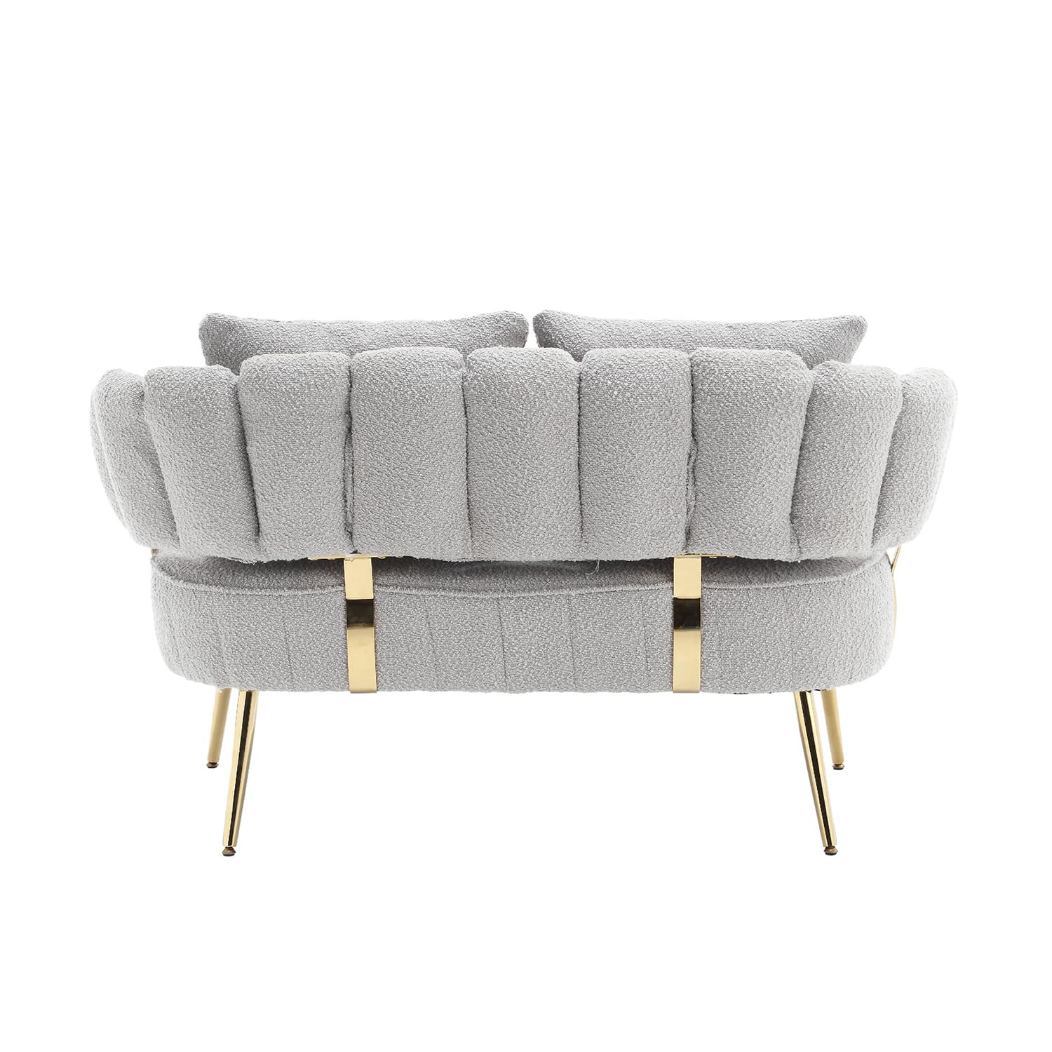 Gsxiyosen Modern Polyester Loveseat Couch, Small Futon Sofa with Gold Metal Legs, 2-Seater Upholstered Mini Sofa for Living Room, Bedroom, Office, Balcony, Studio Apartment (Gray)