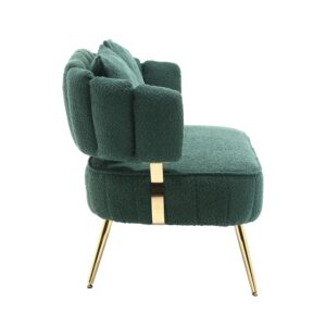 Gustonhon Modern Polyester Loveseat Couch,Futon Small Sofa with Gold Metal Legs, 2-Seater Upholstered Mini Sofa Couches for Living Room Bedroom Office Balcony Studio Apartment Love Seat (Emerald)