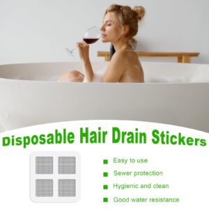 Haoguo 40Pcs 4" X 4" Disposable Shower Drain Cover Hair Catcher Shower Drain Mesh Stickers, Floor Drain Sticker for Bathroom, Laundry, Bathtub, Kitchen