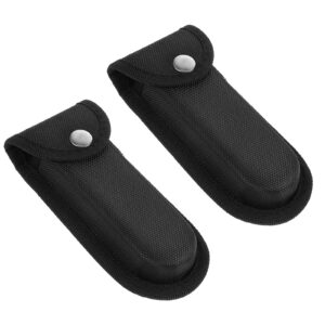 comnico 2pcs nylon pocket knife sheath, multitool snap closure pouch folding knife tool sheath case with belt loop for outdoor daily use, larger size (black)