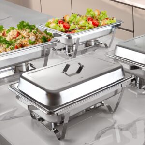 Chafing Dishes for Buffet 4 Pack, 9QT Full Size Rectangular Chafing Dish Buffet Set, Stainless Steel Chafers and Buffet Warmers Set, Food Warmers for Parties, Weddings, Banquets, Catering Events