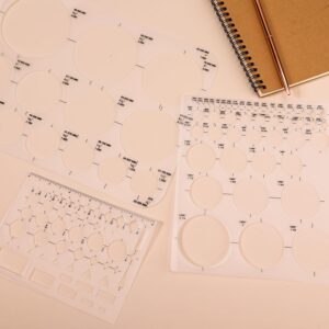 3pcs Circle Stencils for Drawing, 3 Sizes Round Circle Templates for Crafts Transparent Circle Drawing Tool Geometric Circle Ruler for Drafting Circle Tracers for Office Building Formwork