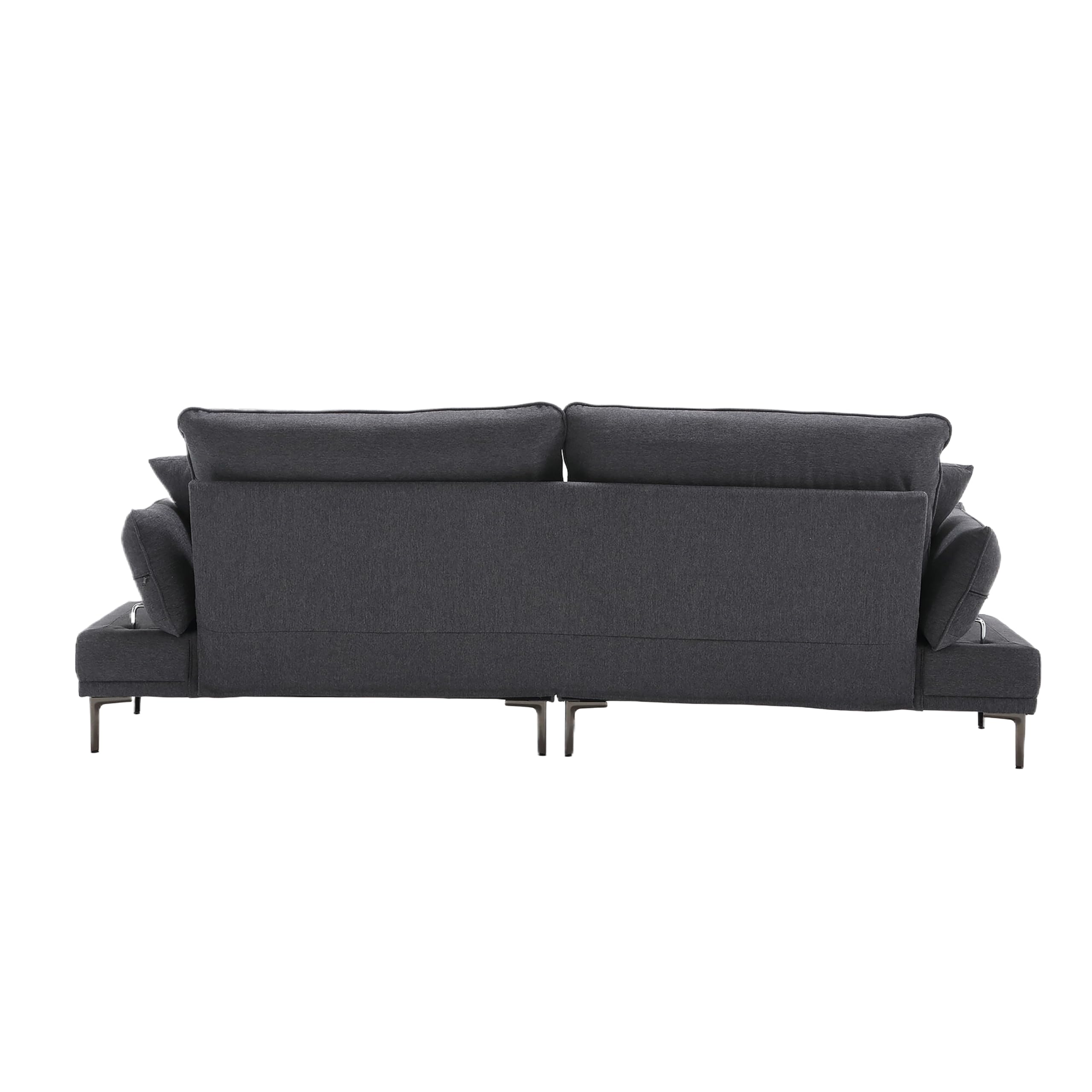 Spacious Loveseat Sofa with Metal Legs，Modern Futon Design, Tufted Accent, Convertible Arms,2-Seater Cloud Sofa for Living Room and Apartment (Dark Gray)