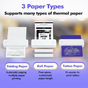 A4 Portable Thermal Transfer Printer Wireless Tattoo Transfer Printer Use with Mobile /Lap 56mm/77mm/107mm/210mm/216mm(2in/3in/4in/8in/8.5in) US Letter A5 Paper Size for Office School Compatible