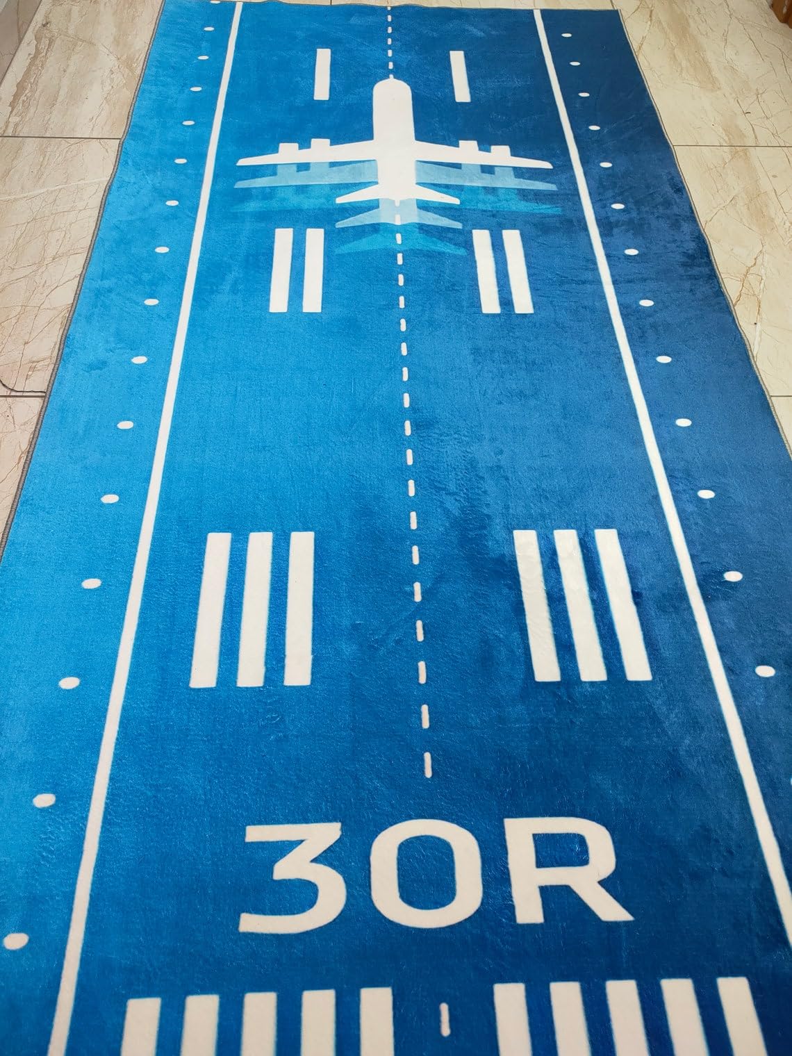 Generic Runway Rug,Track Rug,Aircraft Rug,Aviation Carpet,Airport Rug,Plane Rug,Runway Area Rug,Floor Area Rug,Racing Track Rug,Road Pattern Rugs RM1205.0 60x100Cm//23x39 inch