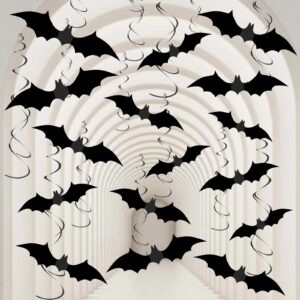 32pcs halloween hanging swirl decorations, flying bat spooky streamers vampire bat decor, halloween party favors for indoor outdoor home door office halloween decorations supplies