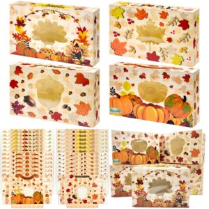 24pcs fall cookie boxes with window, autumn maple leaf cookie gift cardboard paper treat boxes cookie goody container for fall harvest wedding thanksgiving party supplies