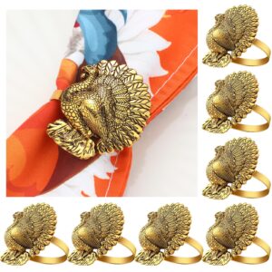 willbond 12 pcs turkey bird gold napkin ring thanksgiving turkey napkin ring fall metal napkin holders gold serviette buckles for thanksgiving autumn halloween turkey theme party table celebration