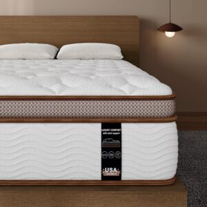 sleepmax plush king mattress 14 inch - luxury hybrid mattress posture support - 6-layer design for back pain relief - soft bed in a box - fiberglass free, certipur-us certified, 365-night trial