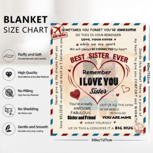 Guguden Sister Gifts Throw Blanket, Birthday Gift Ideal for Sisters, Unique Sister Blanket from Sister Girl Brother, Super Soft Flannel Throw Blankets for Christmas 60" x 50"