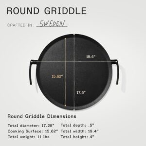 Made In Cookware - Seasoned 17" Round Carbon Steel Griddle - (Like Cast Iron, but Better) - Professional Cookware - Crafted in Sweden - Induction Compatible