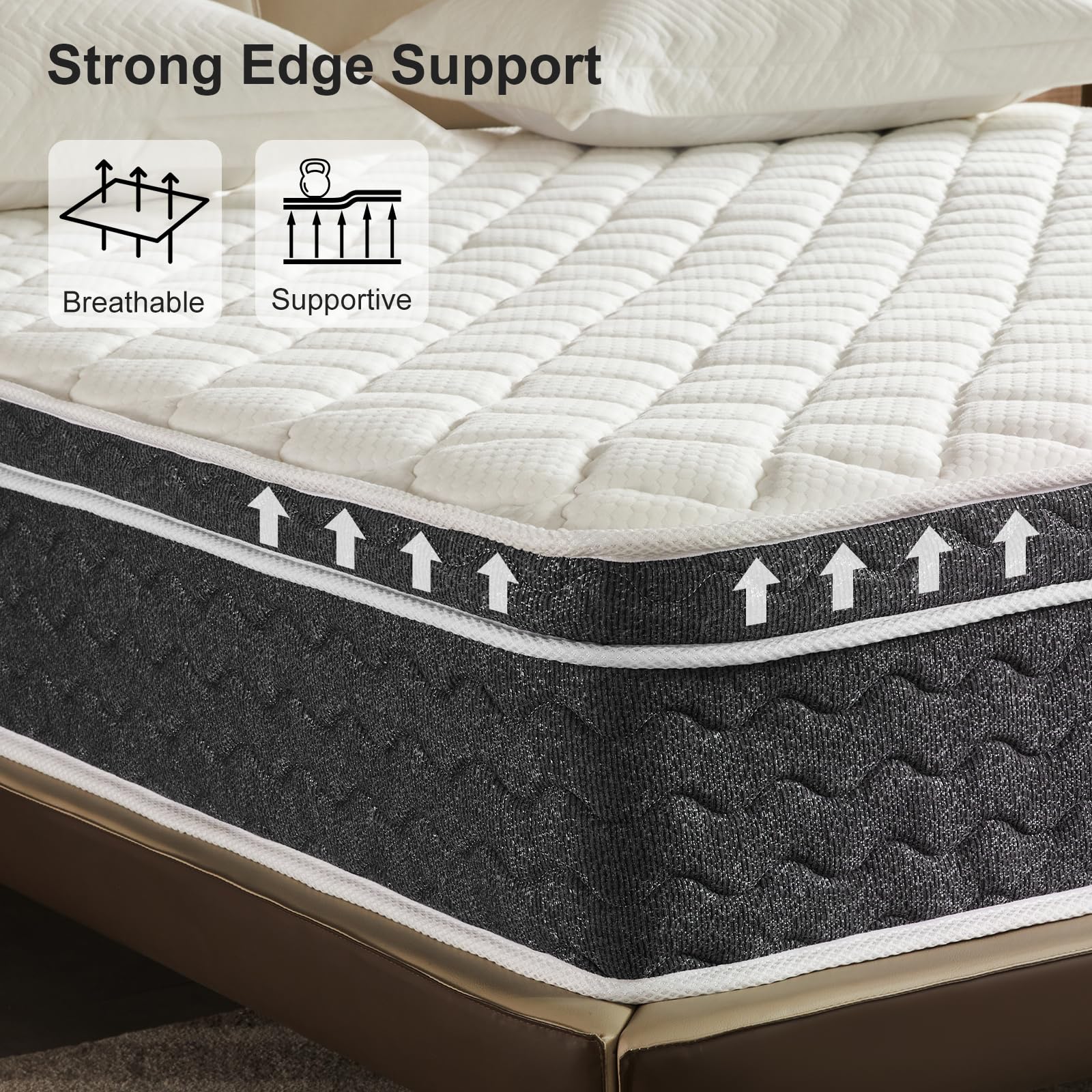 Ablyea King Mattress 10 Inch Colchones King - Memory Foam & Individually Pocket Coils Springs | Pressure Relief | Motion Isolation, Edge Support | CertiPUR-US Certified | Medium Firm