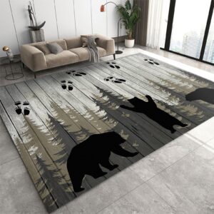 area rugs 6x9 entryway rug forest animal bear plant silhouette print rug non-slip washable rug indoor mat kitchen rug contemporary carpet bathroom living room bedroom