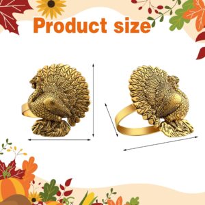 WILLBOND 12 Pcs Turkey Bird Gold Napkin Ring Thanksgiving Turkey Napkin Ring Fall Metal Napkin Holders Gold Serviette Buckles for Thanksgiving Autumn Halloween Turkey Theme Party Table Celebration