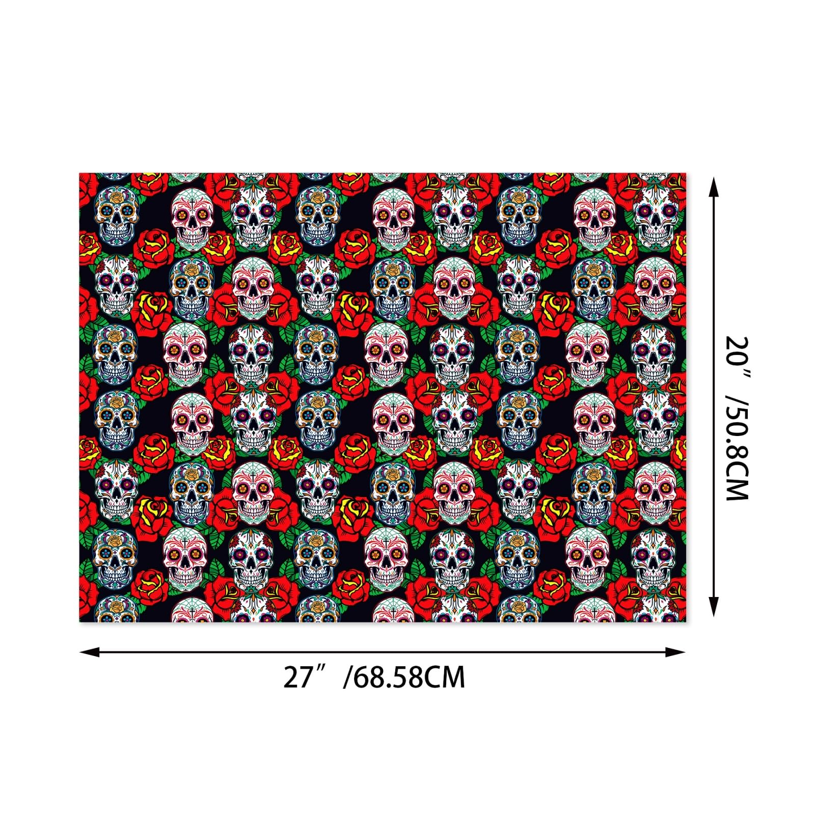 YVAINE ​​​​​​12 Sheets Day of the Dead Wrapping Paper Mexican Sugar Skull Wrapping Paper Folded Flat Art Paper for Dia De Los Muertos Halloween Birthday Party, ​​​​20 x 27 Inches