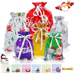 qzndhrua christmas gift bags - christmas drawstring bags 30 pcs - christmas packaging bags - 10 seconds wrapping, christmas party bags with tags