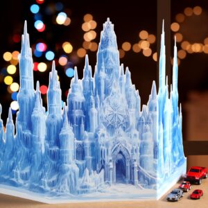 Watersay Snowflake Castle Cardboard Winter Snow Themed Party Decoration Blue Castle Photography Background Snowflake Castle Table Decoration Winter Snowflake Themed Party Supplies