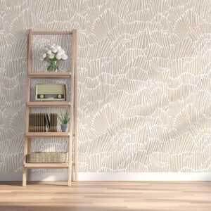 Guvana Beige Wallpaper Peel and Stick Wallpaper Boho Wallpaper Striped Contact Paper Modern Removable Wallpaper Adhesive Wallpaper for Bedroom Bathroom Contact Paper for Cabinets Decor 17.3"x78.7"