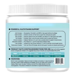 Sana-Copia Chicken Flavor Dog Multivitamin - 120 Soft Chews with Glucosamine, Chondroitin, MSM, Probiotics & Omegas for Joint, Skin, Heart & Gut Health